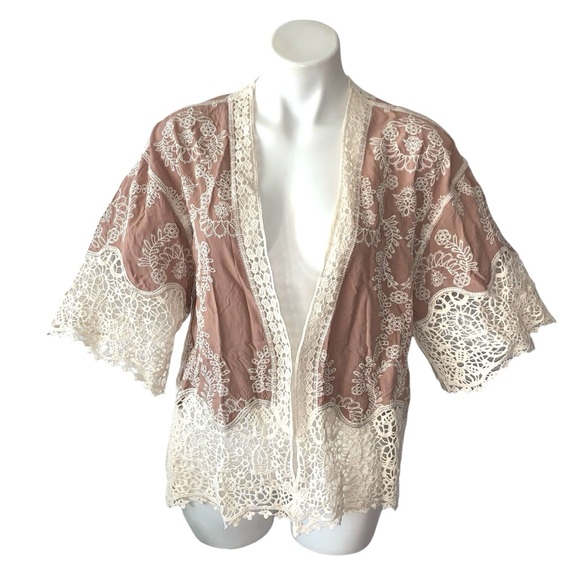 Democracy | Sweaters | Democracy Boho Crochet Lace Cardigan Kimono ...